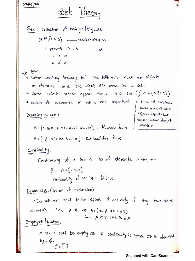 Set Theory Notes | PDF