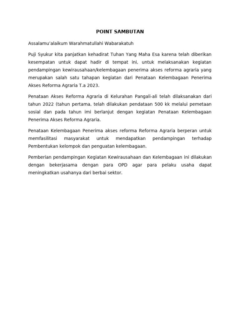 Point Sambutan | PDF