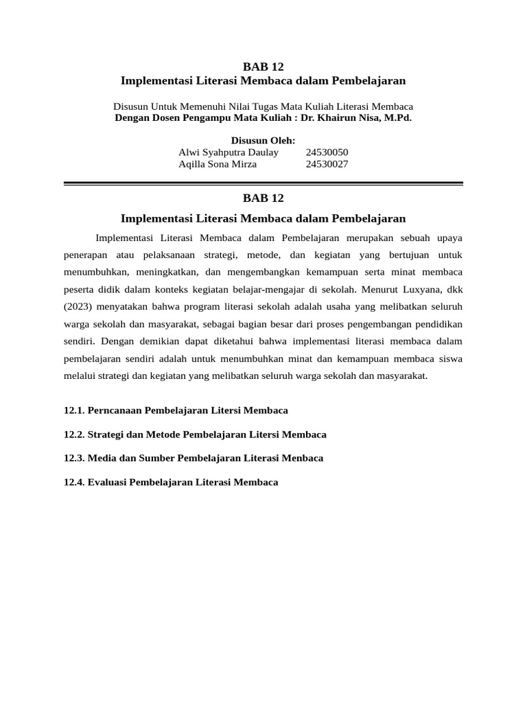 Literasi Membaca Kelompok 11 | PDF
