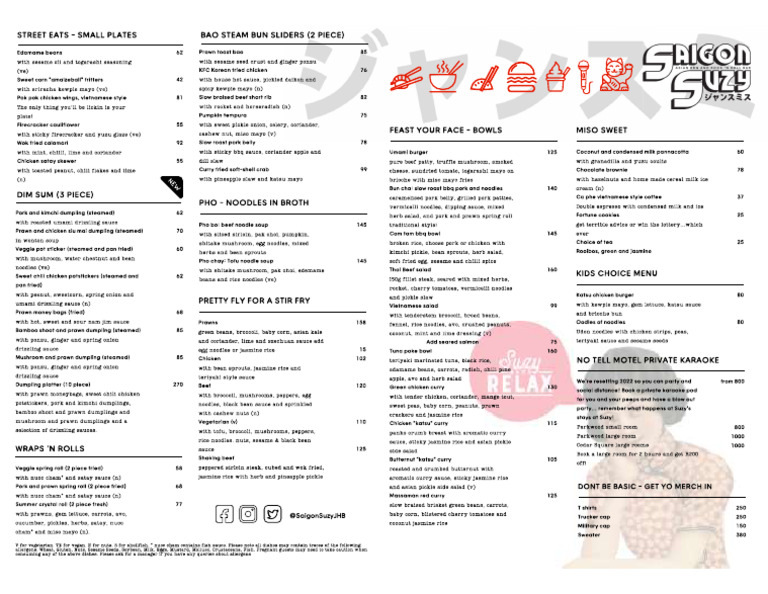 Saigon Suzy Food Menu | PDF