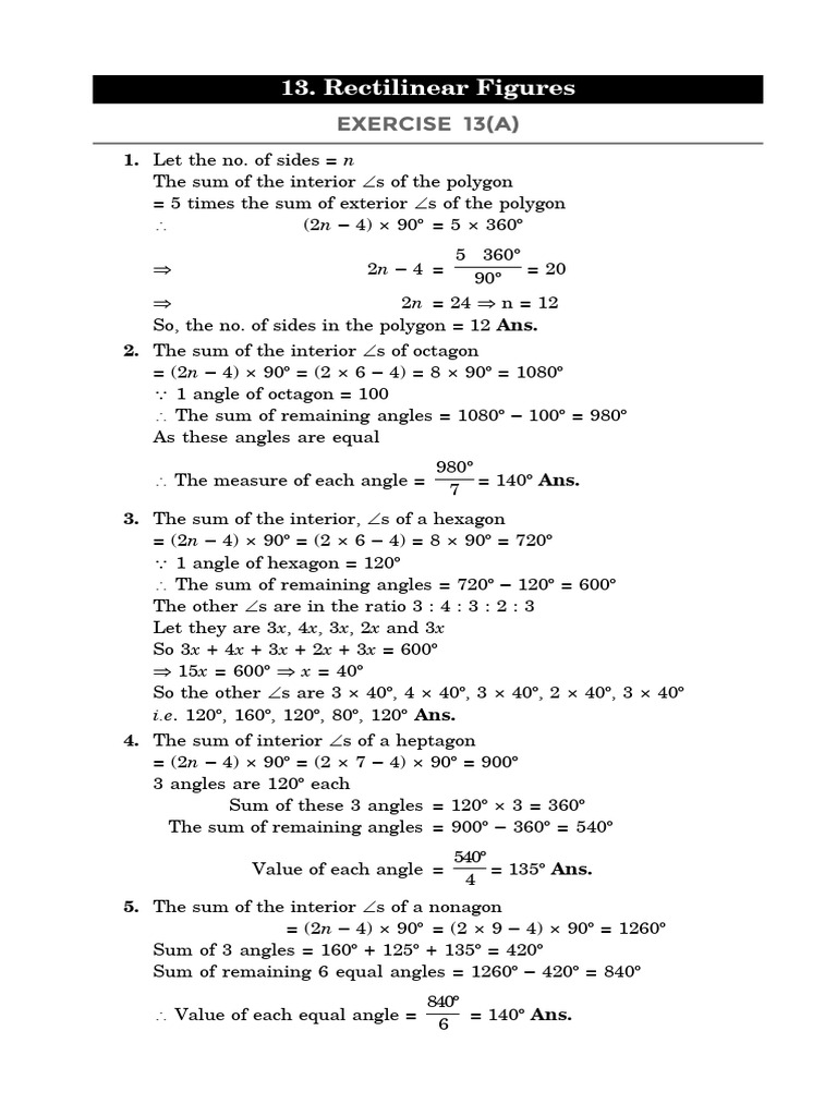 Maths 9 CHP 13 Rectilinear Figures | PDF | Geometry | Elementary Geometry