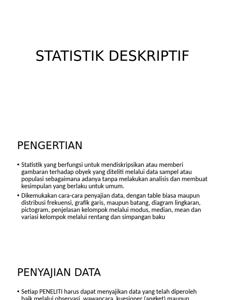 Statistik Deskriptif dan Penyajian Data | PDF