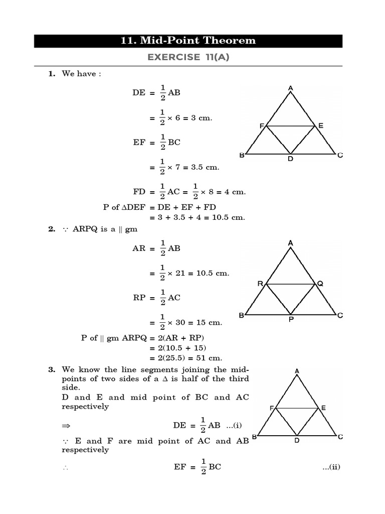 Maths 9 CHP 11 Mid Point Theorem | PDF | Geometry | Classical Geometry