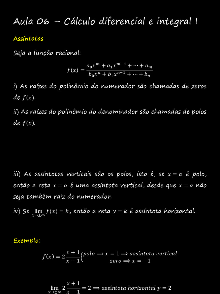 Aula 06 - CDI - Assíntotas | PDF