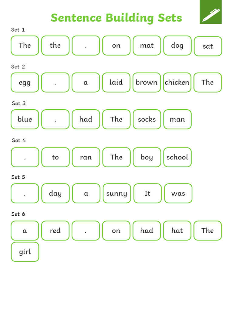 Sentence Building Practice Sets | PDF