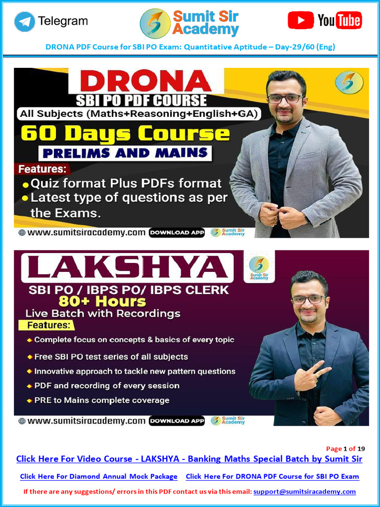 DRONA PDF Course For SBI PO Exam: Quantitative Aptitude Day-29/60 (Eng) | PDF | Area | Mathematics