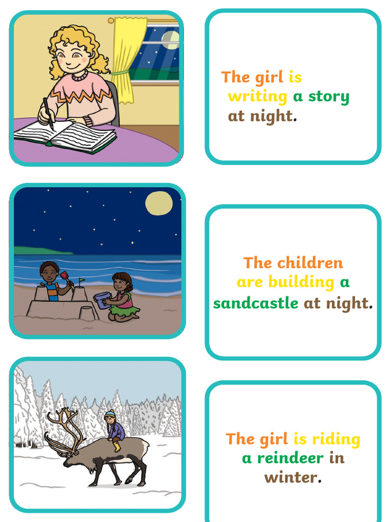Picture Description Cards - Who What Doing To What When | PDF