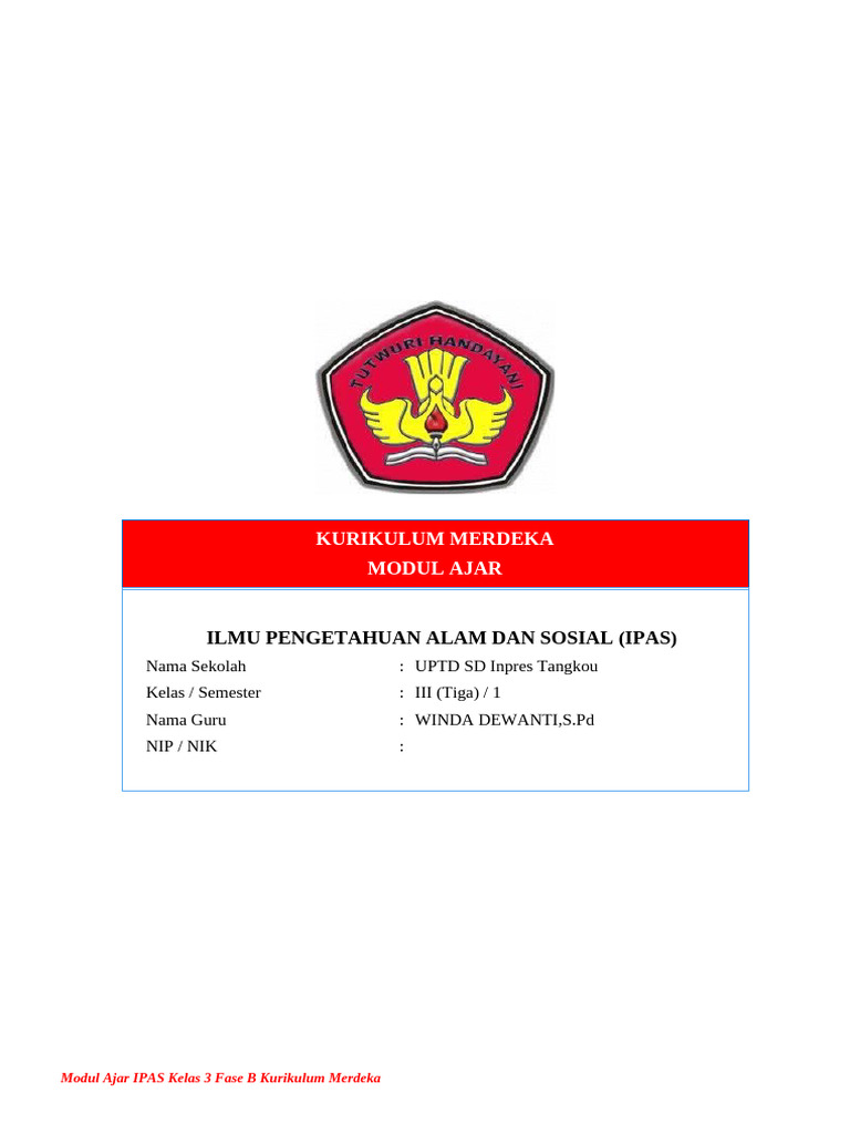 Modul Ajar IPAS Kelas 3 Bab 1 Winda | PDF
