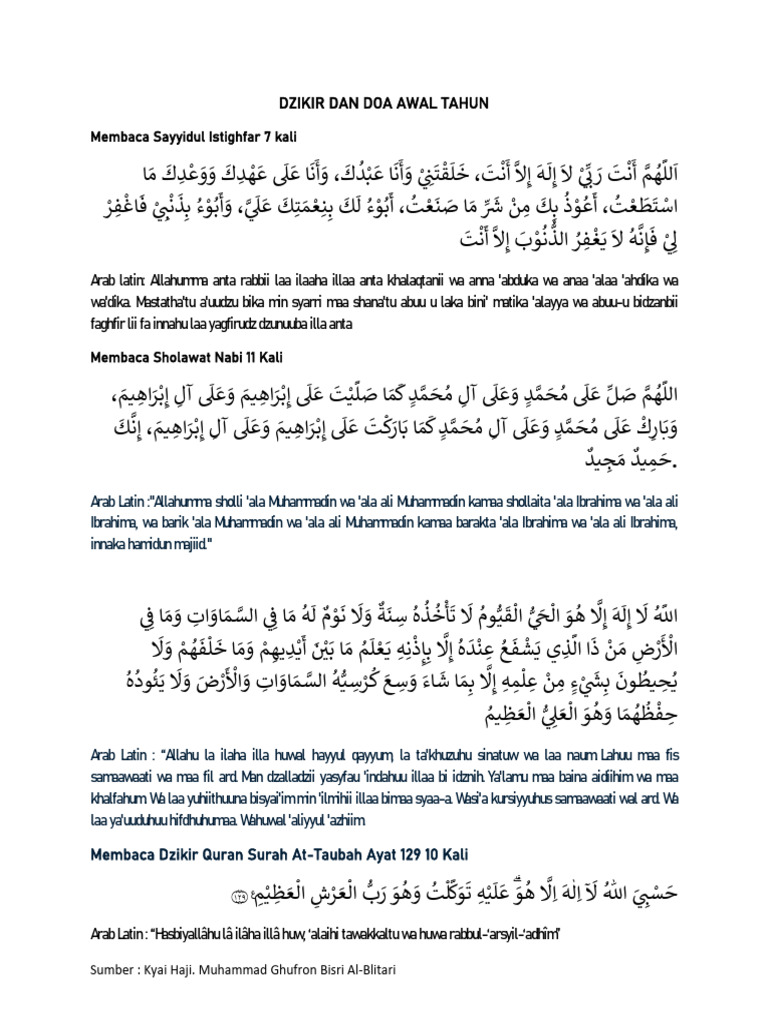 Dzikir Dan Doa Awal Tahun | PDF