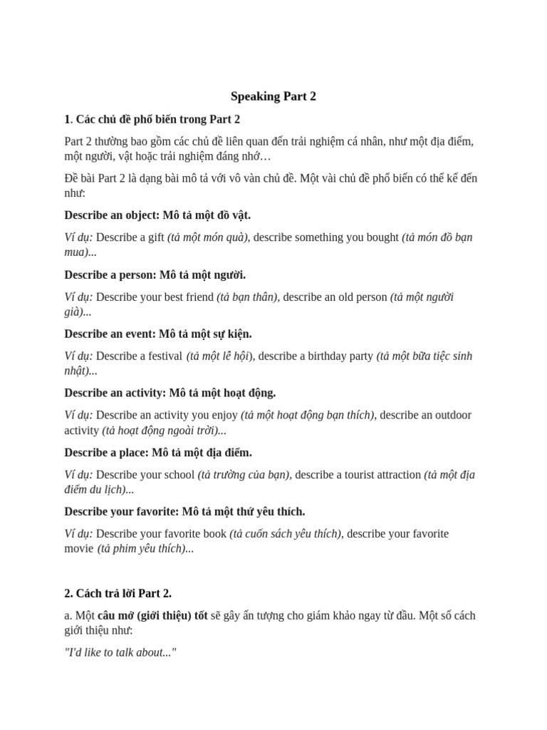 Speaking Part 2 | PDF