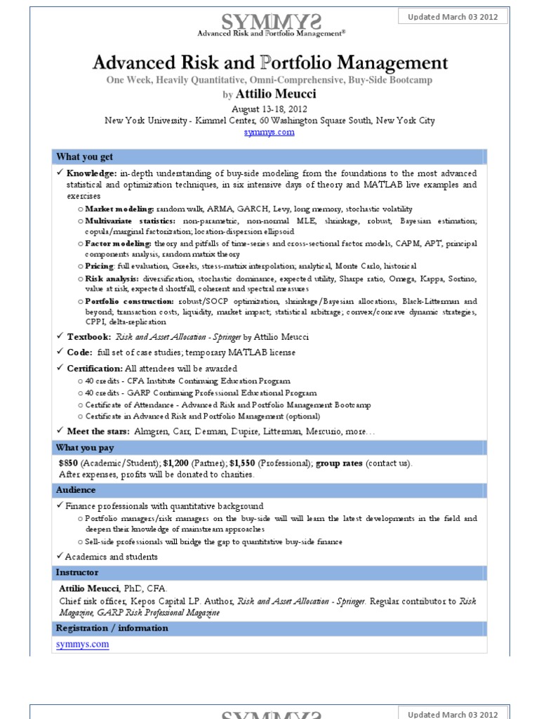 Advanced Risk and Portfolio Management Attilio Meucci, Ago.2012 ARPM ...