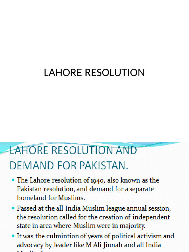 Lahore Resolution | PDF