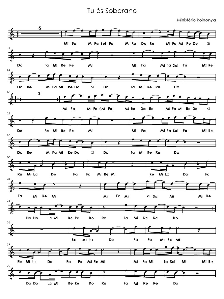 Tu És Soberano - Partitura | PDF