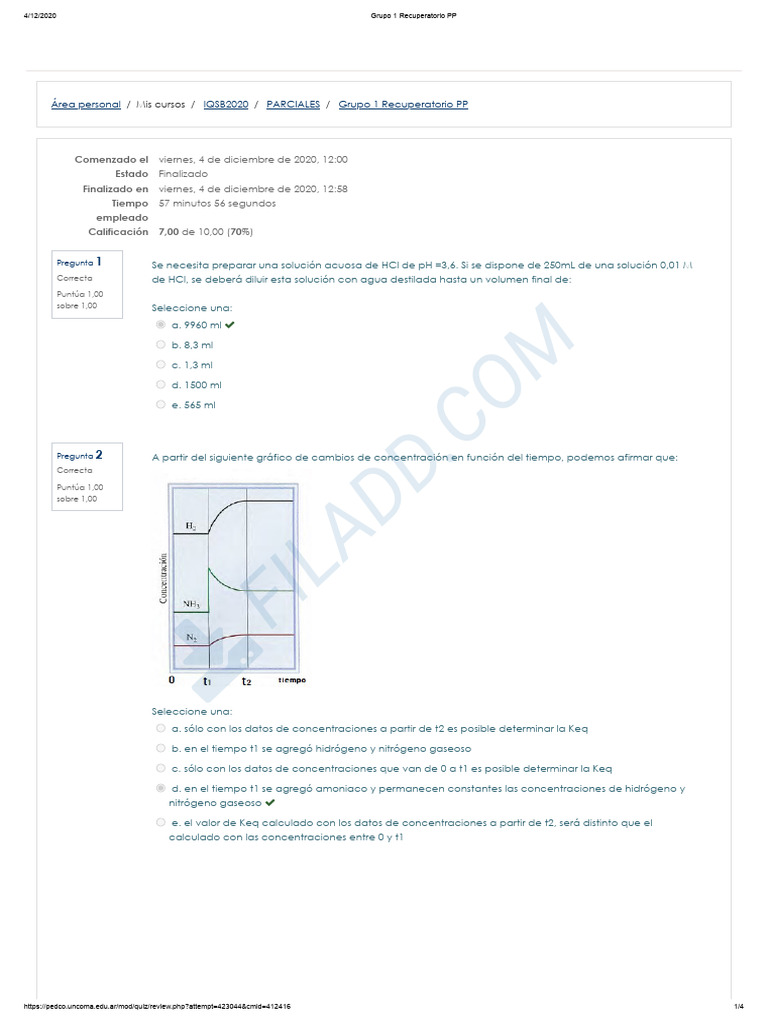 Exam Enqui Mica | PDF | Propiedades del agua | Ácido