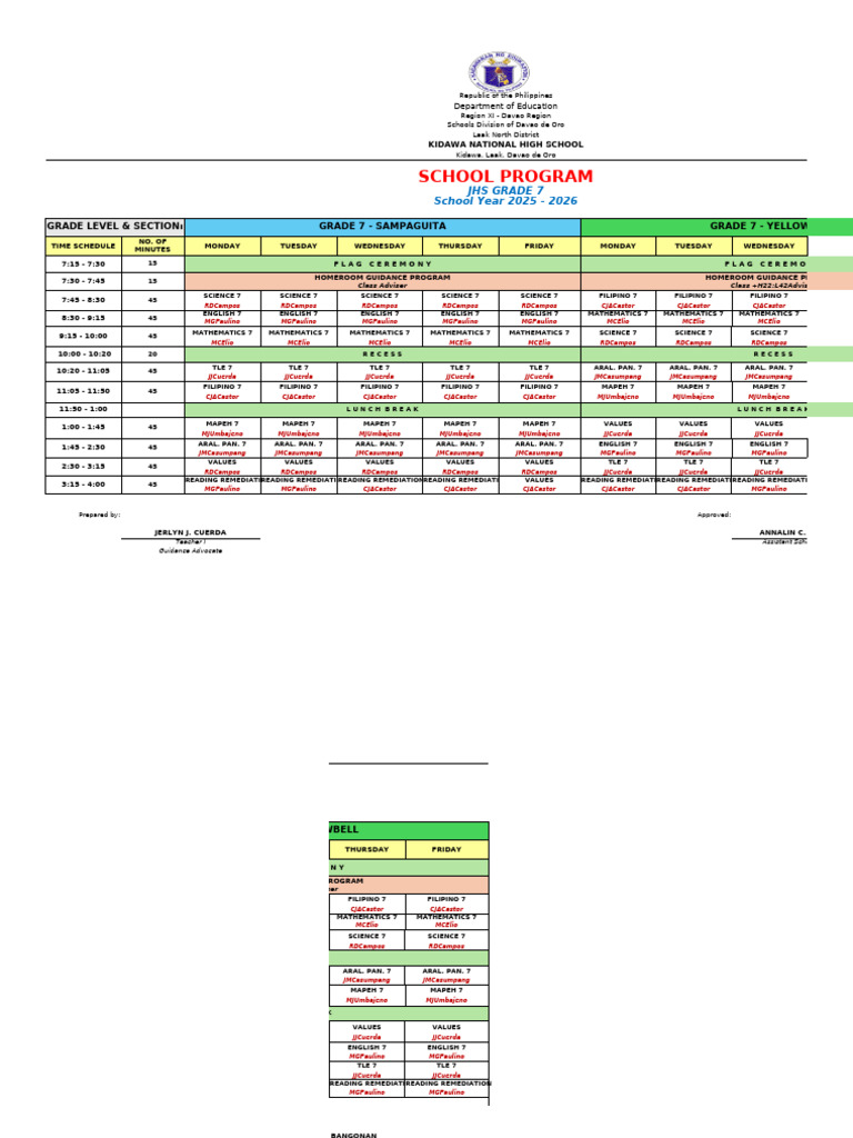 JHS Subject Loading SY 2024 2025 | PDF | Southeast Asia | Public ...