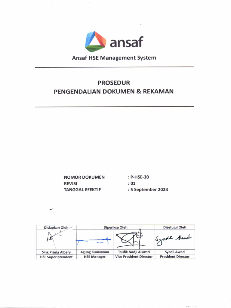 P-HSE-30 Prosedur Pengendalian Dokumen & Rekaman | PDF