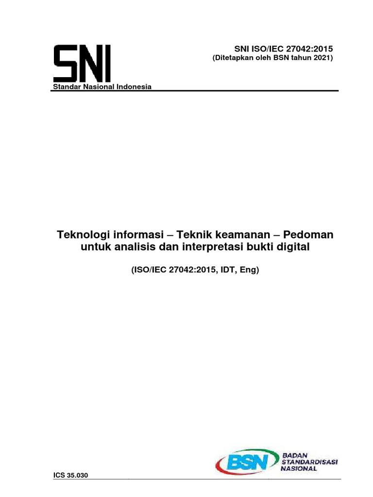 Sni Iso Iec 27042-2015 (2021) | PDF | Information | Discovery (Law)