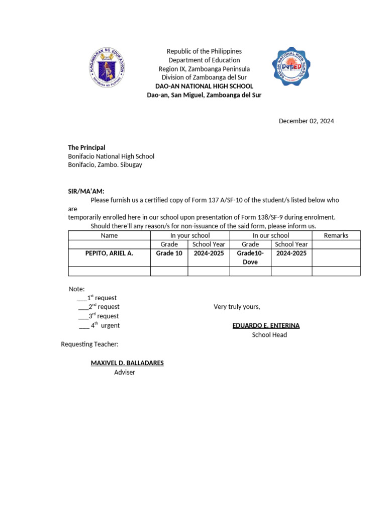 Request Form | PDF