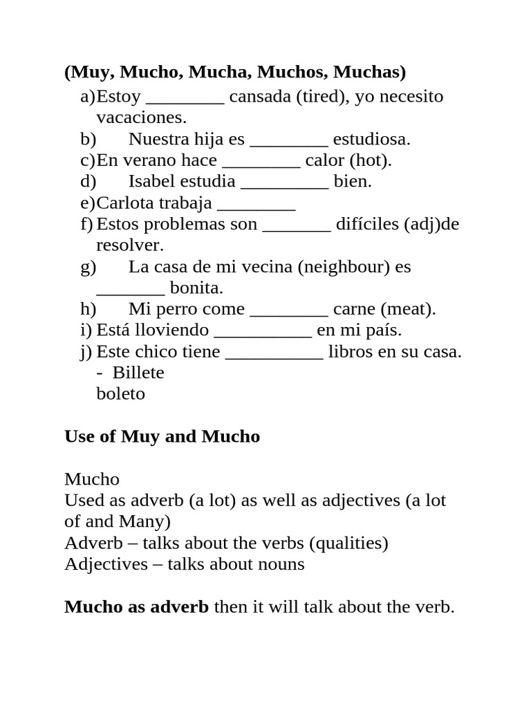 35-La Diferencia Entre MUY y MUCHO. Uso Del Verbo GUSTAR, JUGAR-27!02 ...
