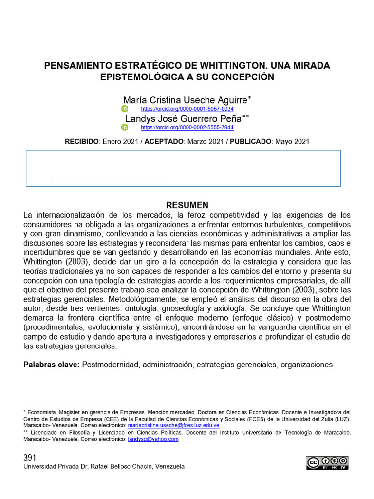 Epistemología del Pensamiento Estratégico de Whittington | PDF ...