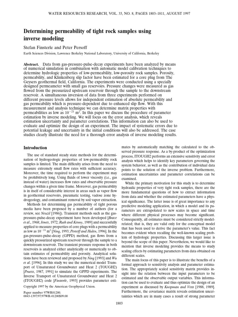 Finsterle and Persoff 1997 | PDF | Errors And Residuals | Gases