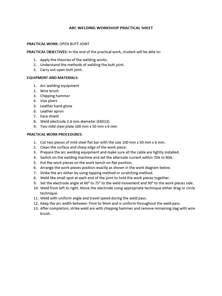 Open Butt Joint Arc Welding | PDF