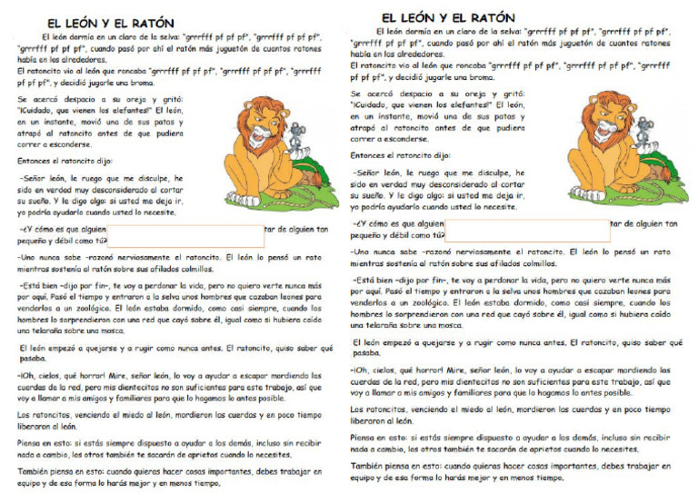Fabula 2. El Leon y El Raton | PDF