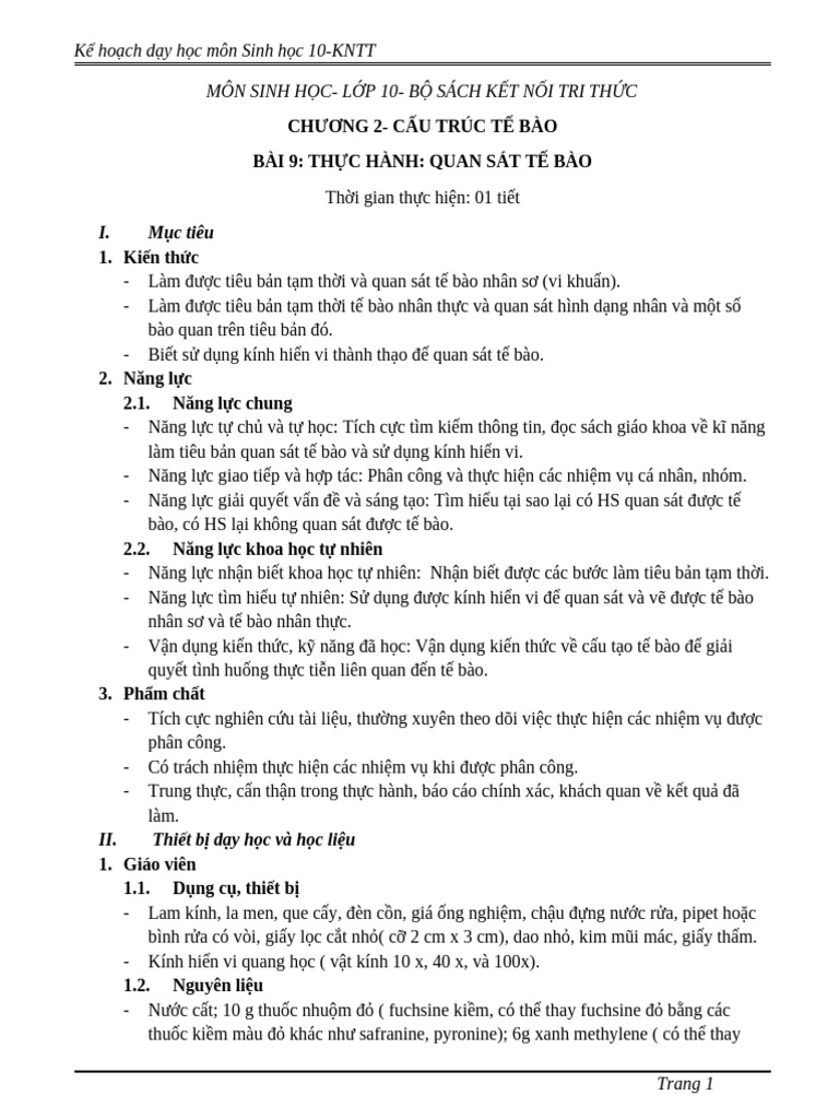 Sinh10.13.Quan Sát Tế Bào | PDF