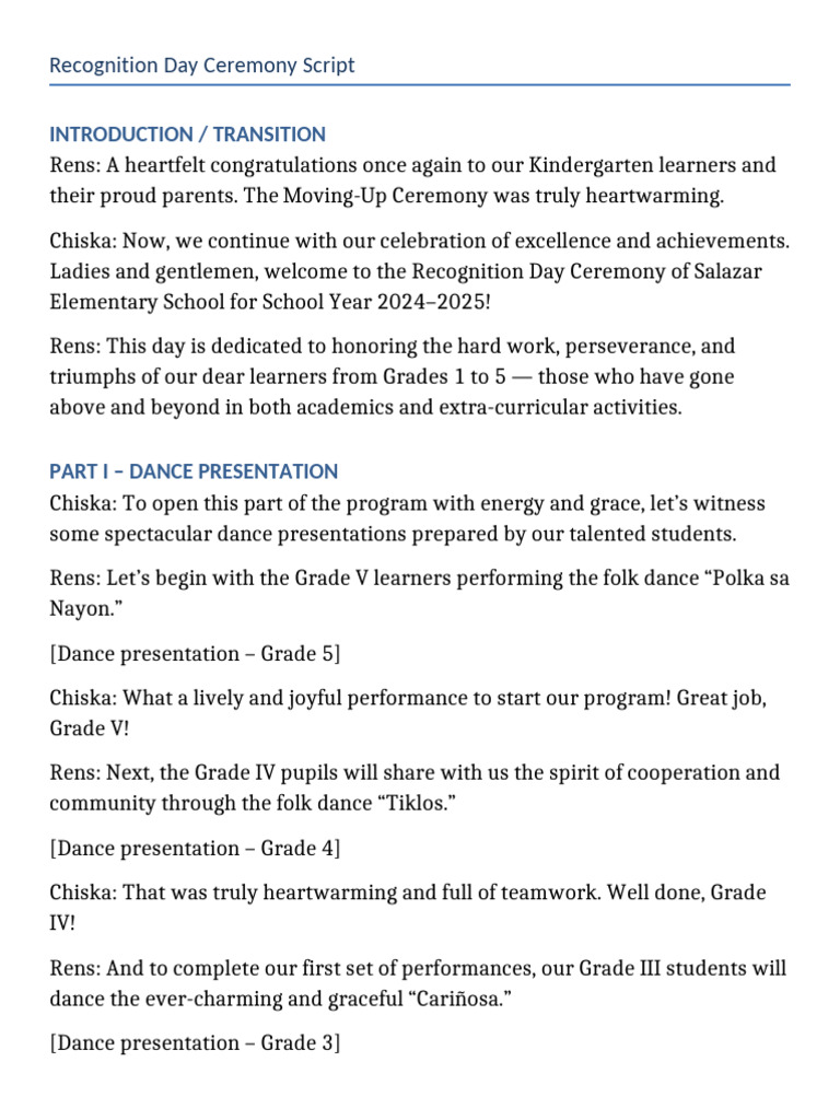 Recognition Day Script-2 | PDF