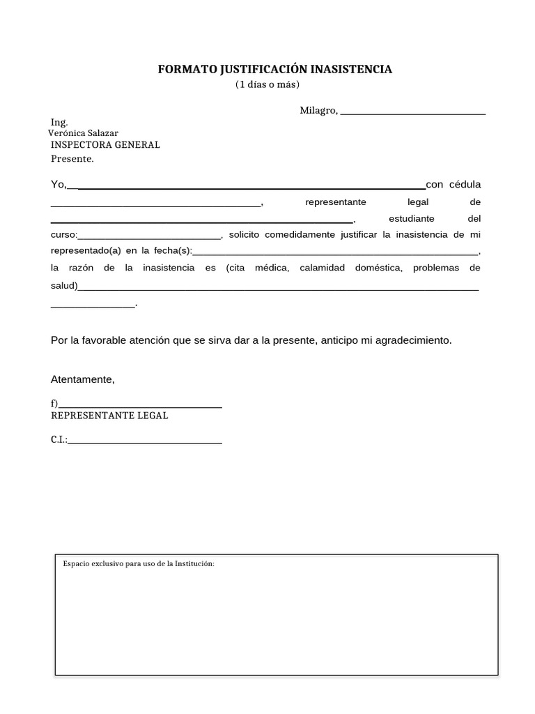 Formato Justificacion de Faltas | PDF
