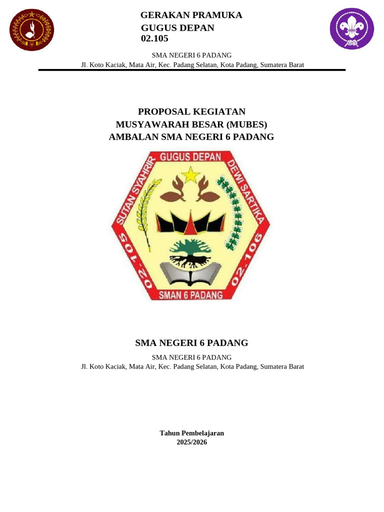Proposal MUBES Pramuka SMA 6 Padang | PDF