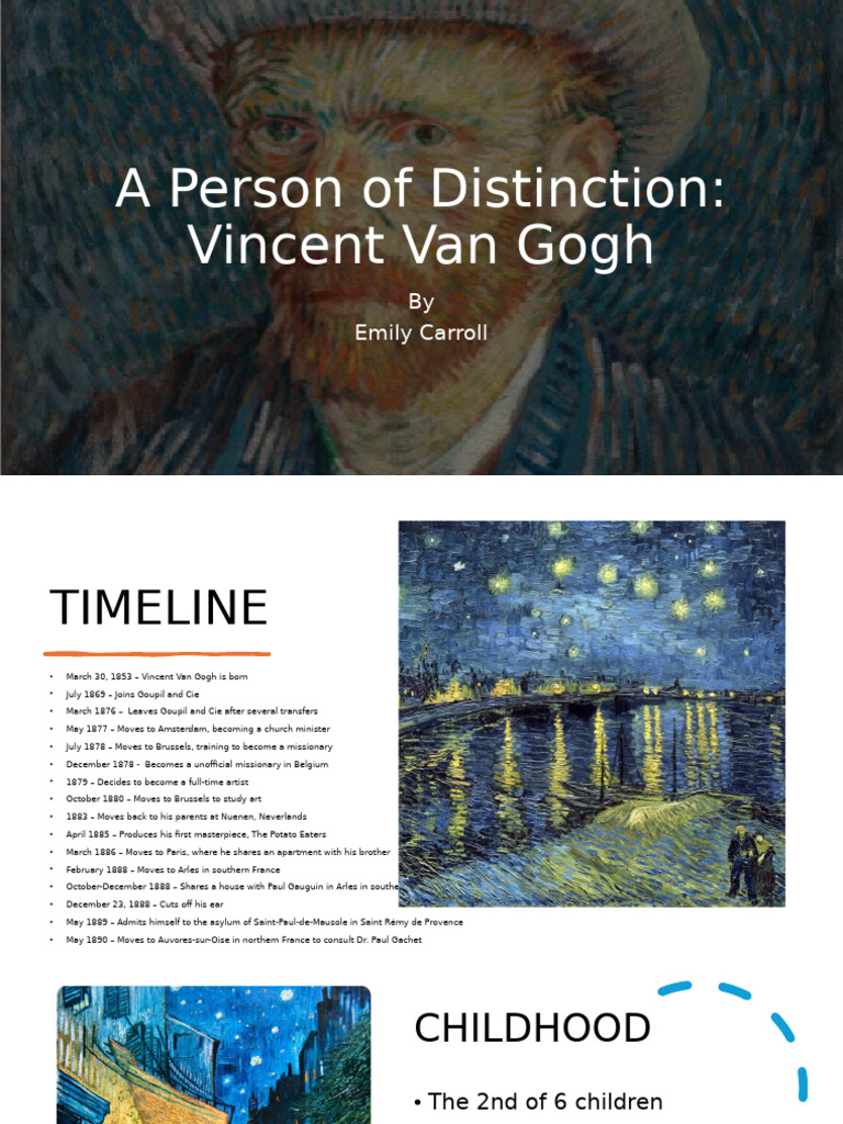 Vincent Van Gogh: Life Timeline | PDF | Vincent Van Gogh | Mental Health