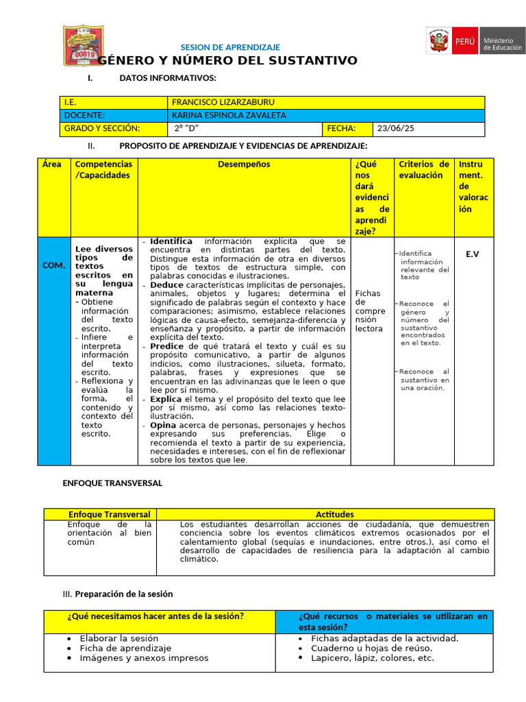 Genero y Numero Del Sustantivo | PDF | Sustantivo | Información