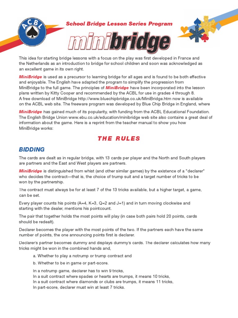 Mini Bridge | PDF | Contract Bridge | Gaming Devices