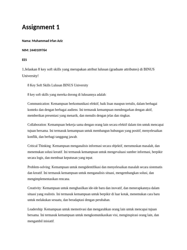 Muhammad Irfan Aziz 2440109764 Assignment Bulan 1 Ees in | PDF