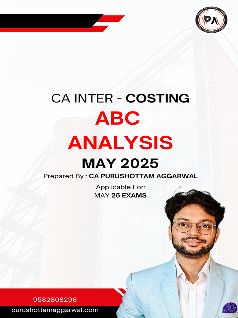 CA Inter Costing ABC Analysis For May 2025 by CA Purushottam Aggarwal | PDF | Business Economics ...