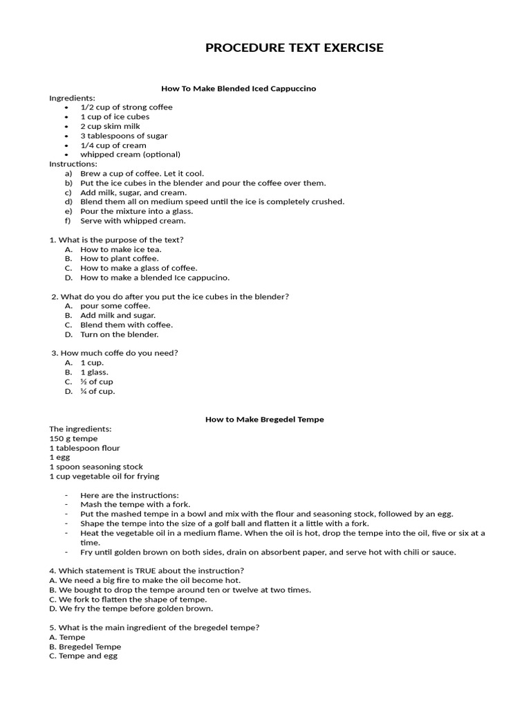 Procedure Text Soal New | PDF | Stir Frying | Foods