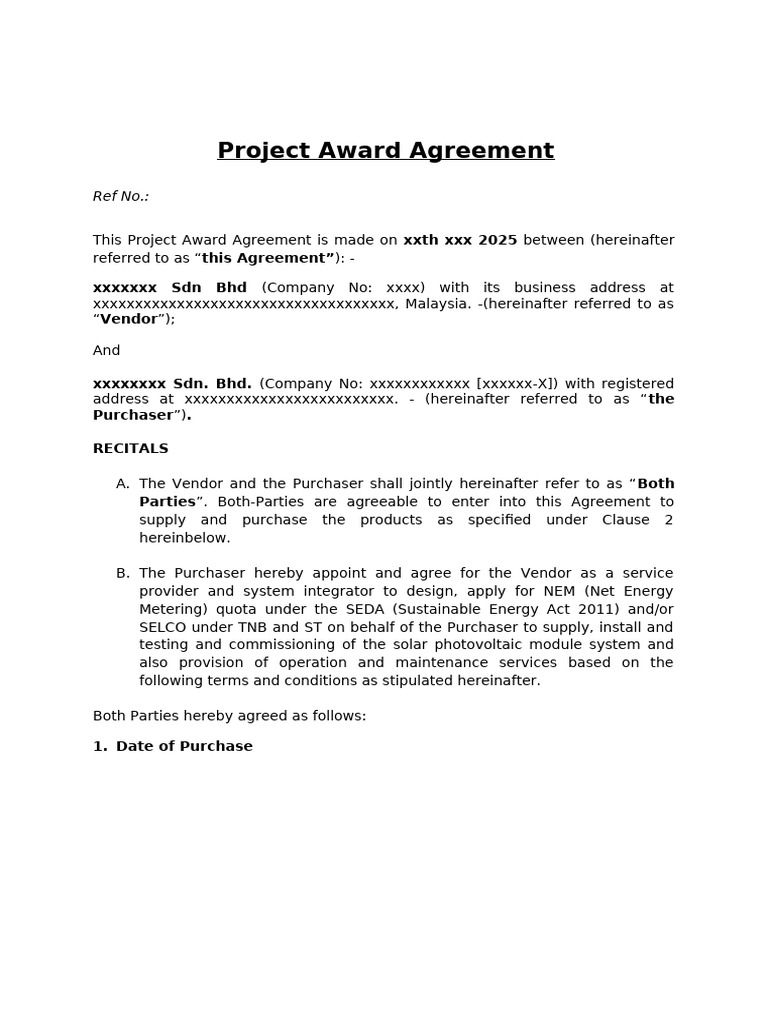 Solar PV System Purchase Agreement | PDF | Photovoltaics | Photovoltaic ...