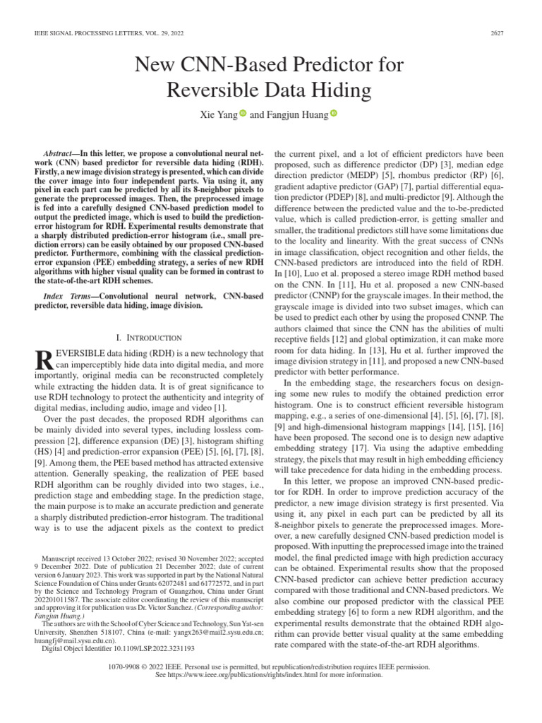 CNN Predictor for Reversible Data Hiding | PDF | Applied Mathematics | Computing