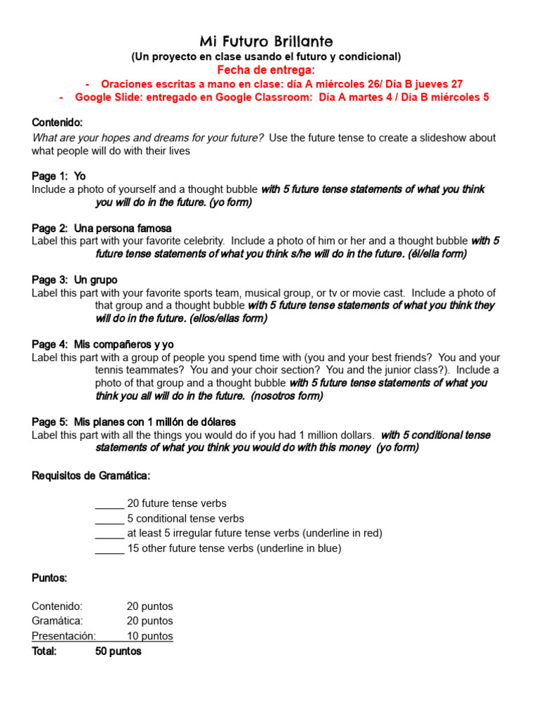 Proyecto Mi Futuro Brillante | PDF | English Language | Syntax