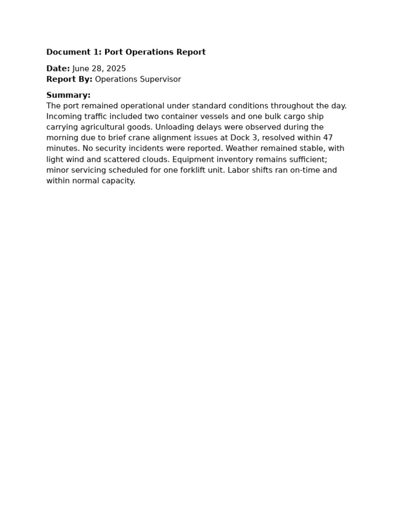 Port Report | PDF