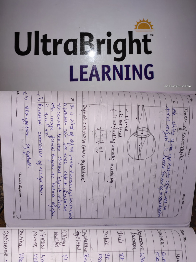 Chapter 2 Human Eye Handwritten Notes 10 | PDF