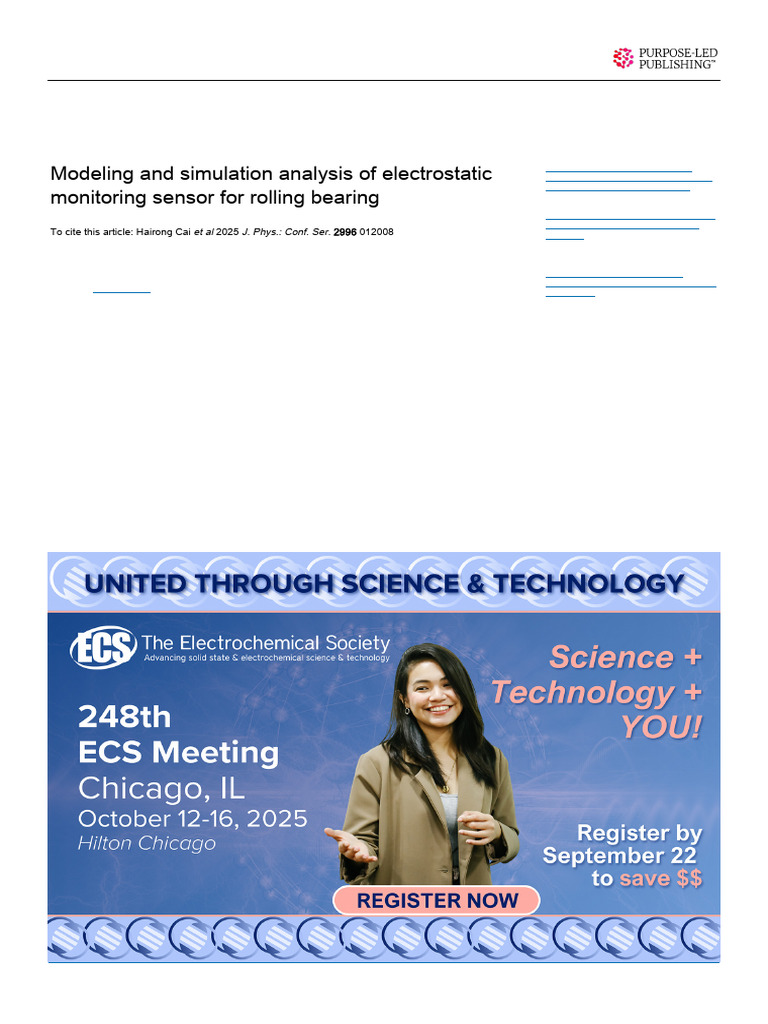 Modeling And Simulation Analysis Of Electrostatic Monitoring Sensor For Rolling Bearing Pdf