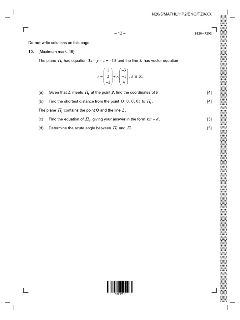 Vector Example (From IBHL Nov 2020 Paper 2) | PDF | Physics | Mathematics