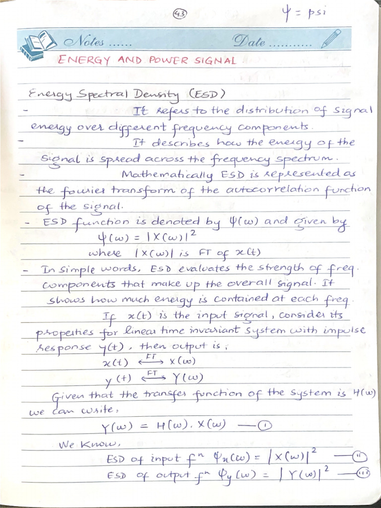 Energy Spectral Density (ESD) | PDF