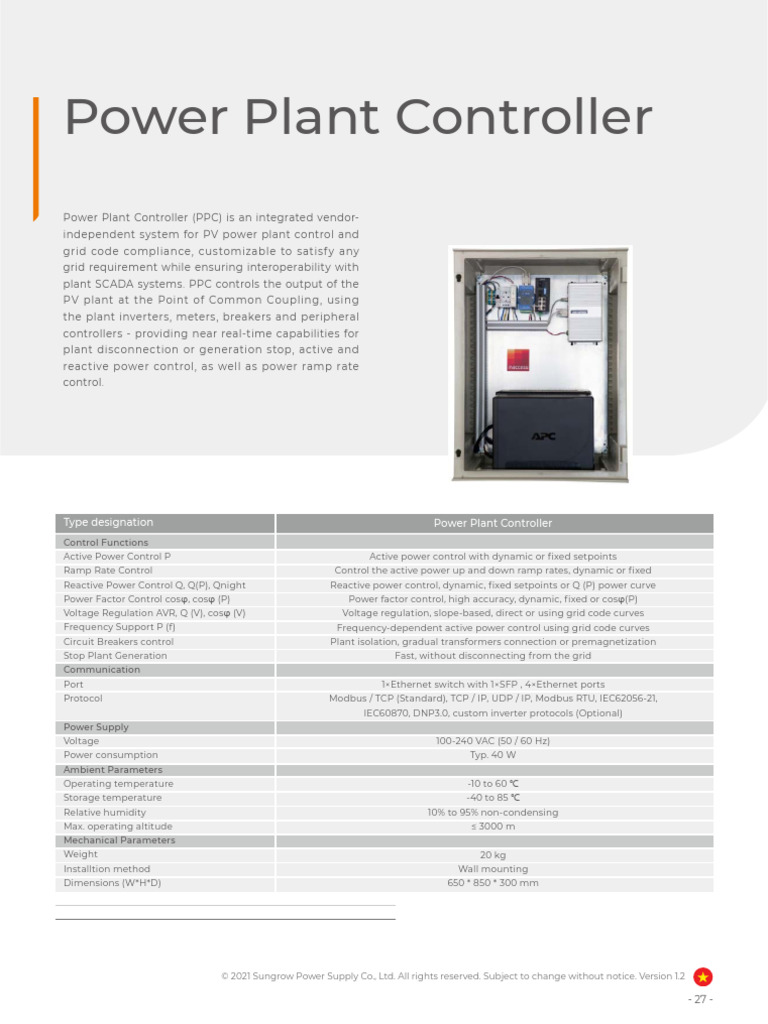 Datasheet - Power Plant Controller | PDF | Electrical Grid | Power Supply
