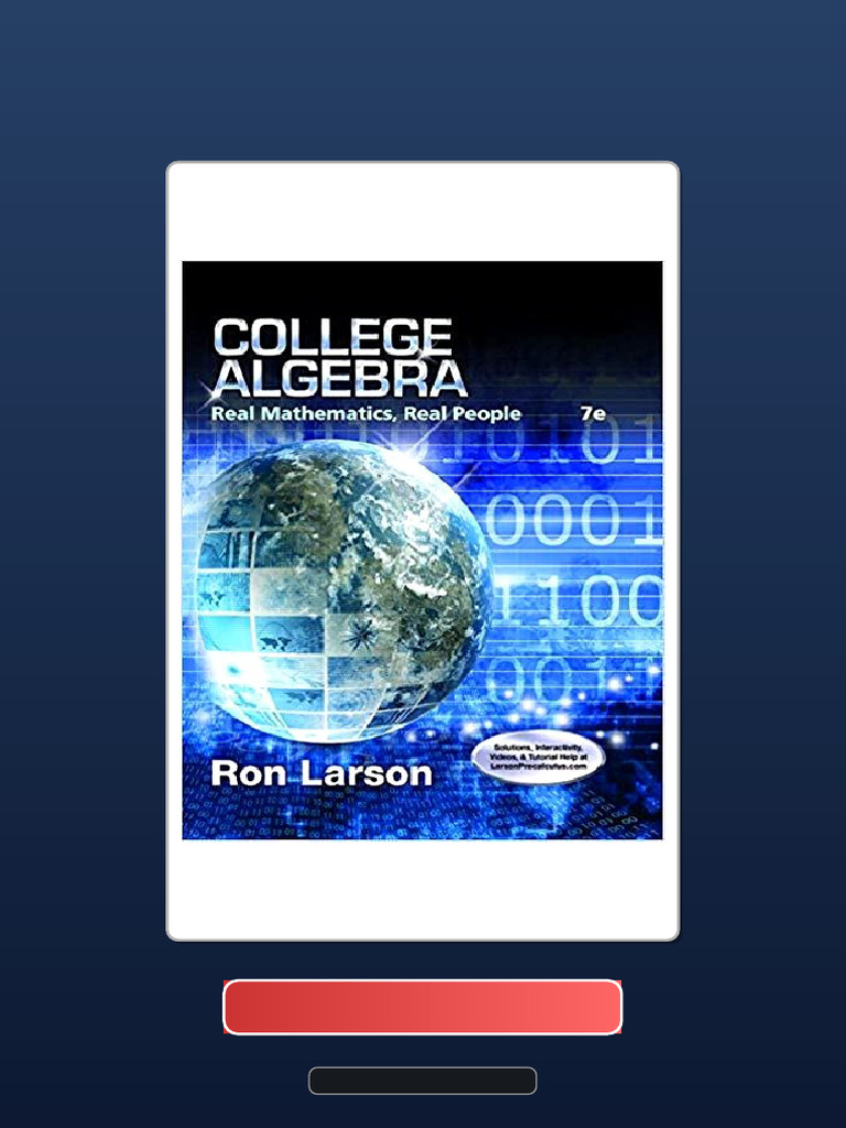 College Algebra Real Mathematics Real People 7th Edition Ebook and ...