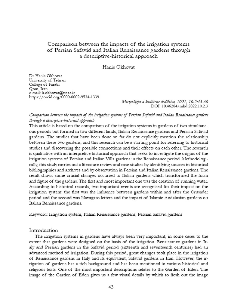 Irrigation Systems: Persian vs. Italian Gardens | PDF | Fountain