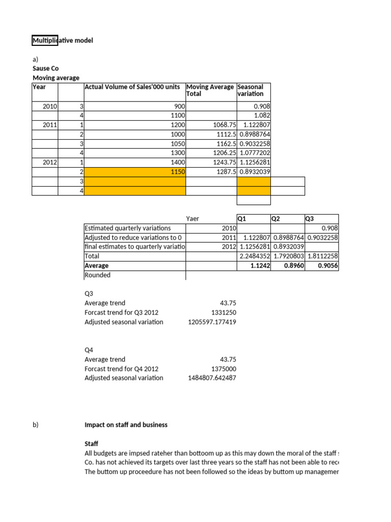 Sauce Co Example Question For Acca PM Exam | PDF | Economies | Economics