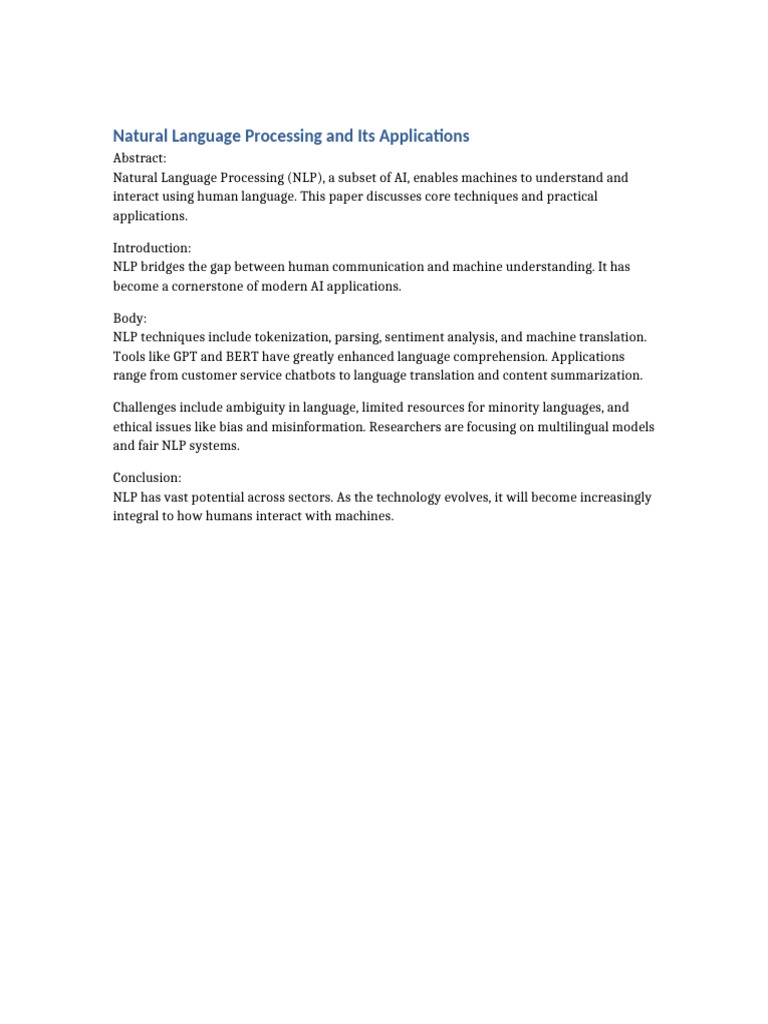 Natural Language Processing and Its Applications | PDF